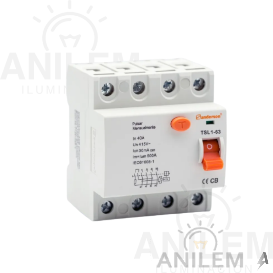 Disyuntor Interruptor Diferencial 4x40a Tetrapolar Sanderson Anilem